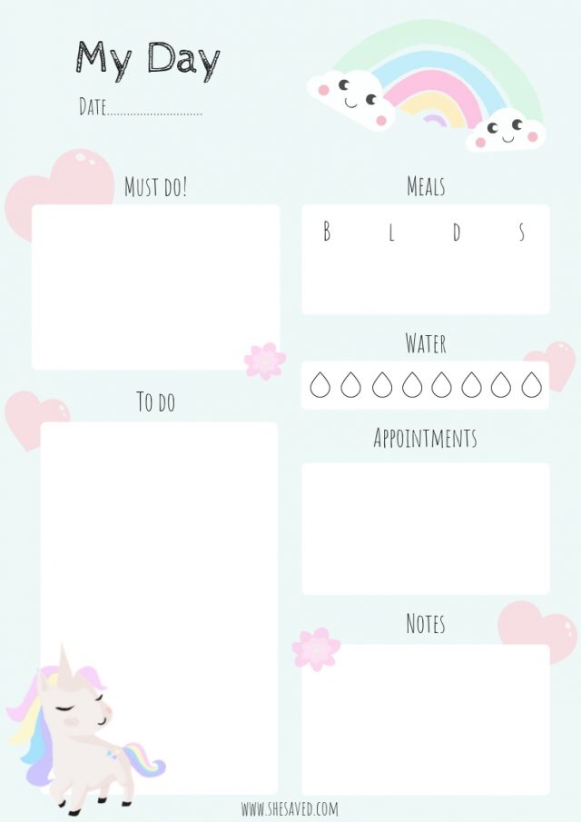 FREE Printable Unicorn Calendar Pages - SheSaved®
